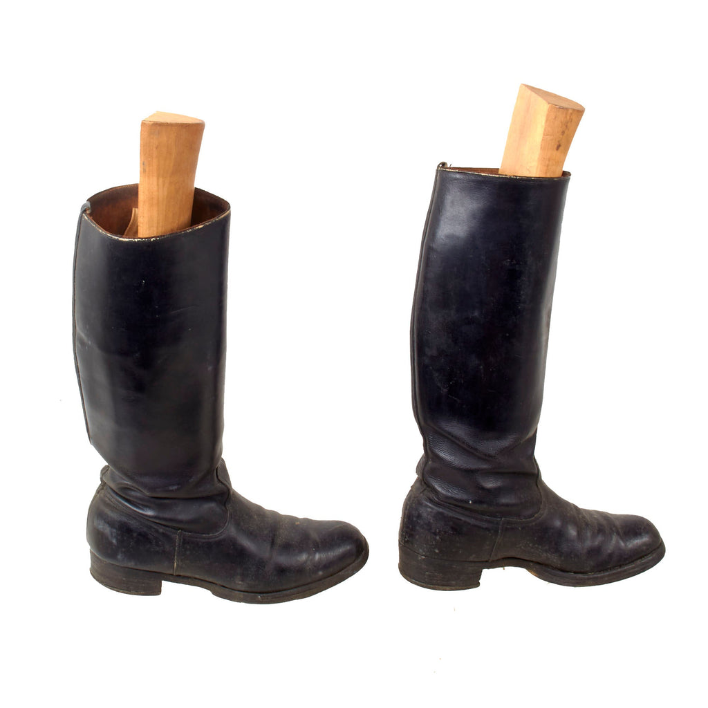 Original German WWII Officer's Tall Black Leather Jackboot Riding Boot ...