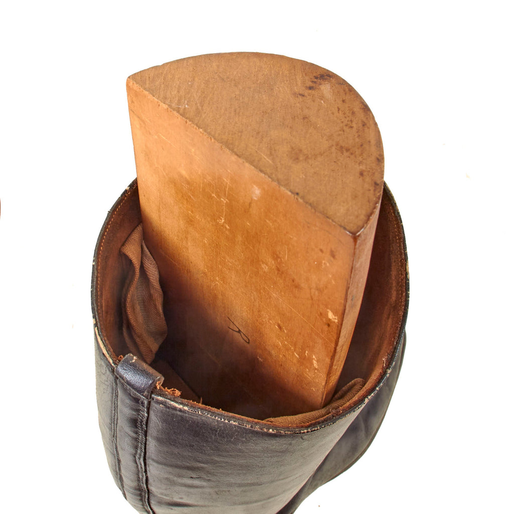 Original German WWII Officer's Tall Black Leather Jackboot Riding Boot ...