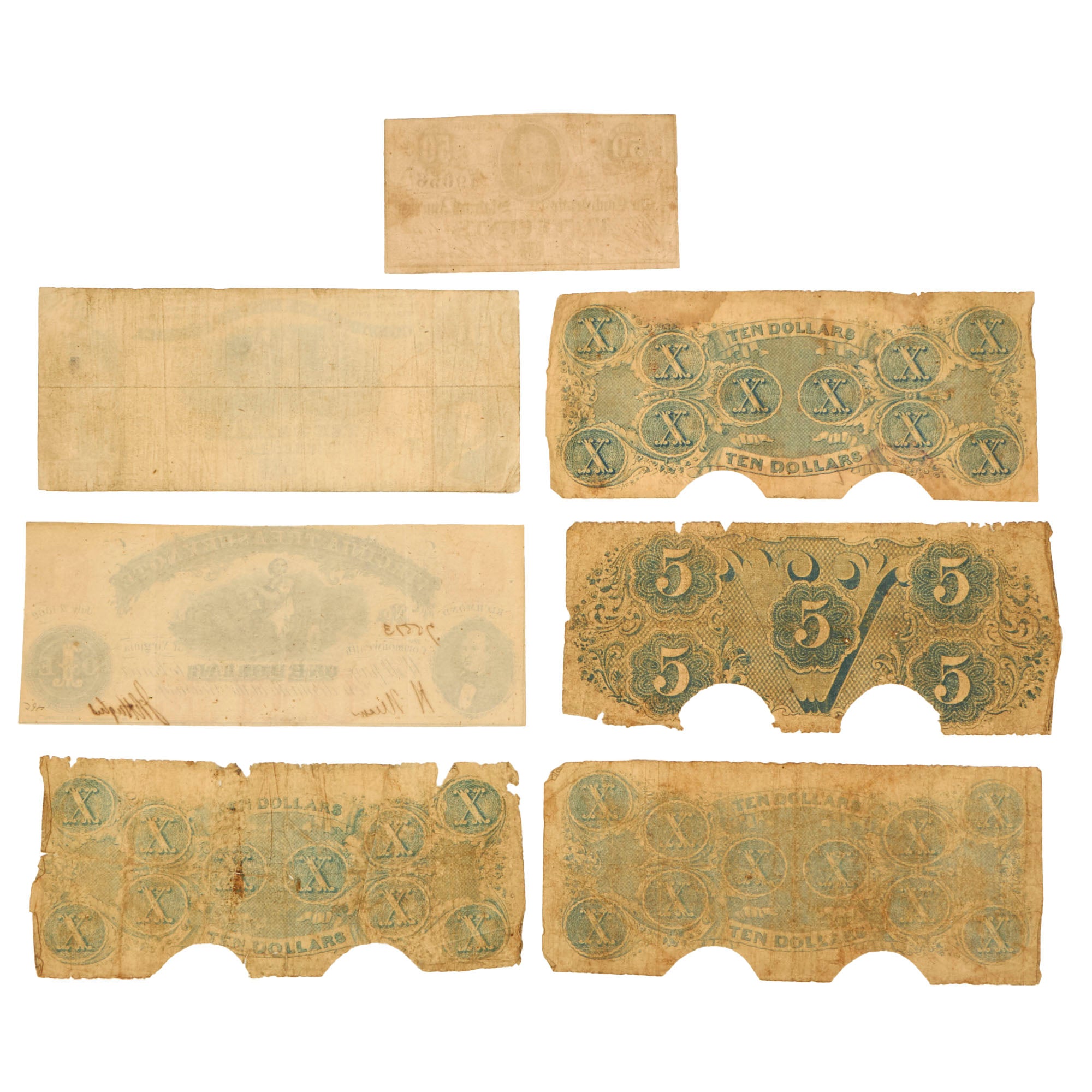 Original U.S. Civil War Confederate Currency & Virginia Treasury Note ...