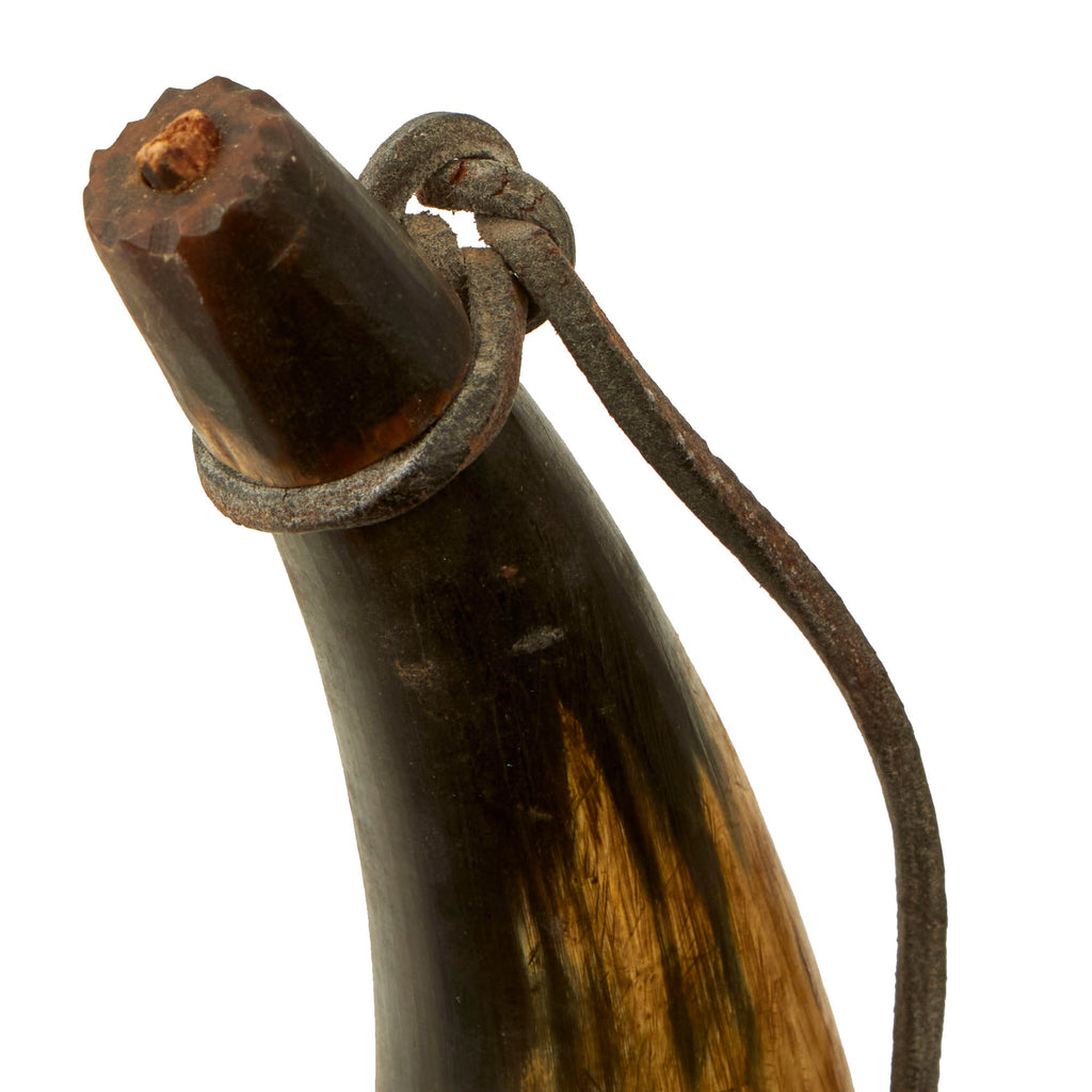 Original U.S. Revolutionary War Era Powder Horn with Original Wooden P ...