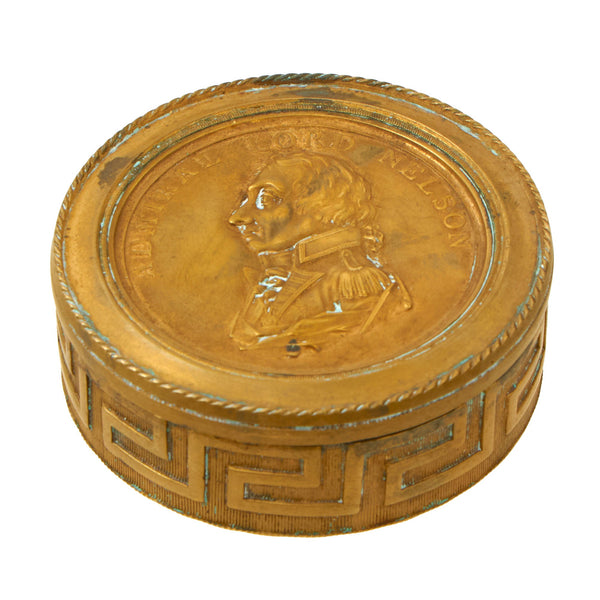 Original British Napoleonic Admiral Lord Nelson Gilt Brass Snuff Box w ...