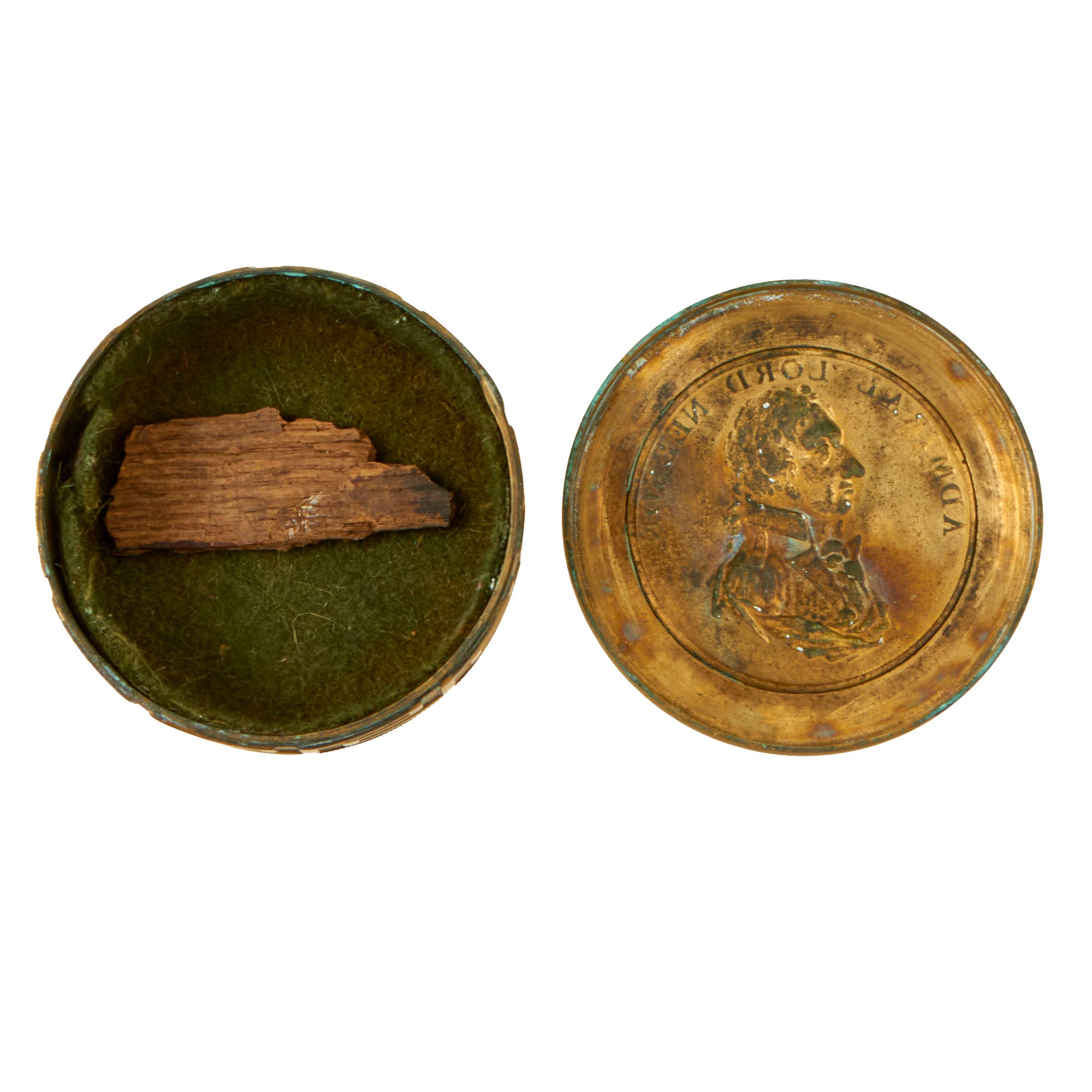 Original British Napoleonic Admiral Lord Nelson Gilt Brass Snuff Box w ...