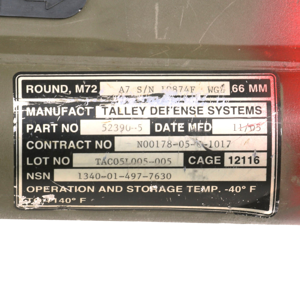 Original U.S. Global War on Terror INERT M72A7 Light Anti-Tank Weapon ...