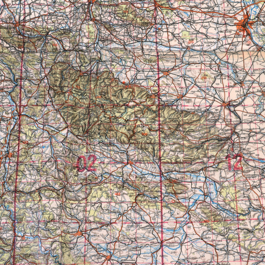 Original German WWII Luftwaffe Navigator Map of Germany with Tactical ...