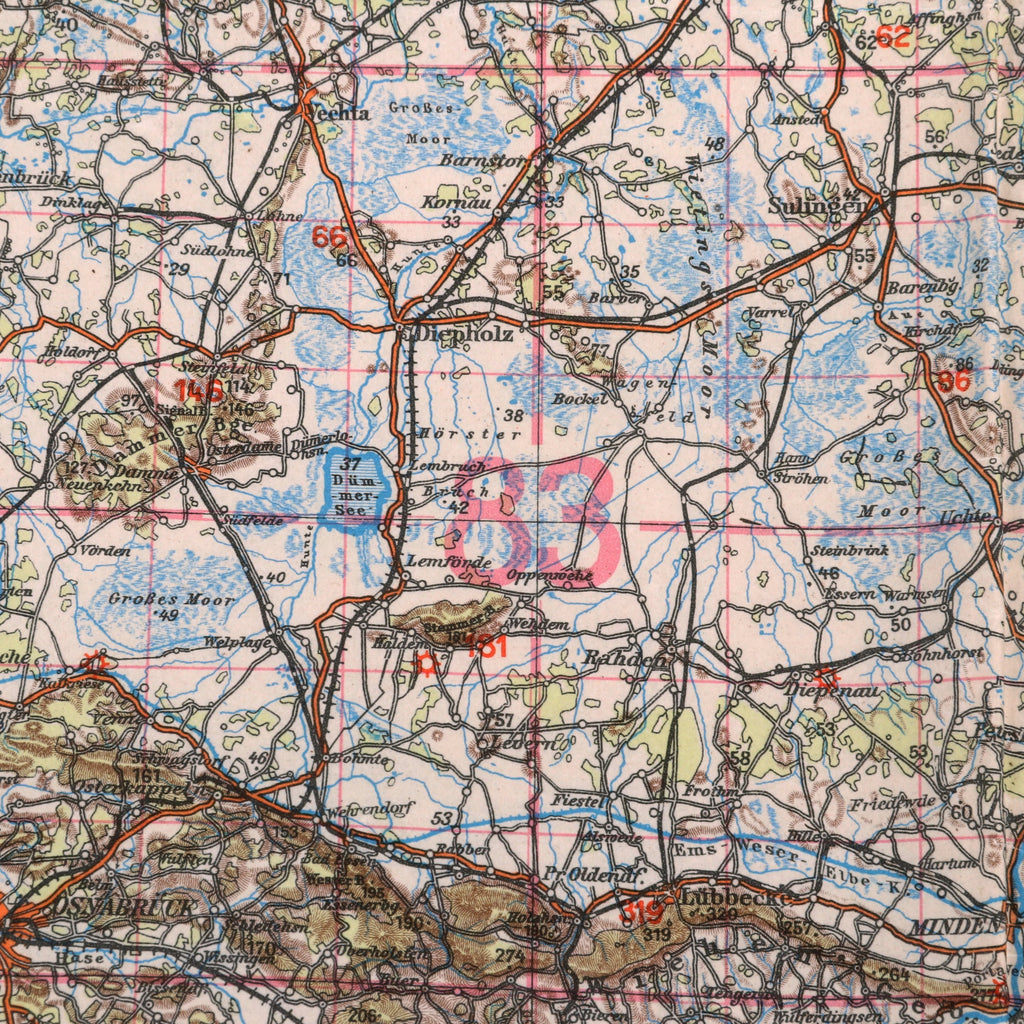 Original German WWII Luftwaffe Navigator Map of Germany with Tactical ...