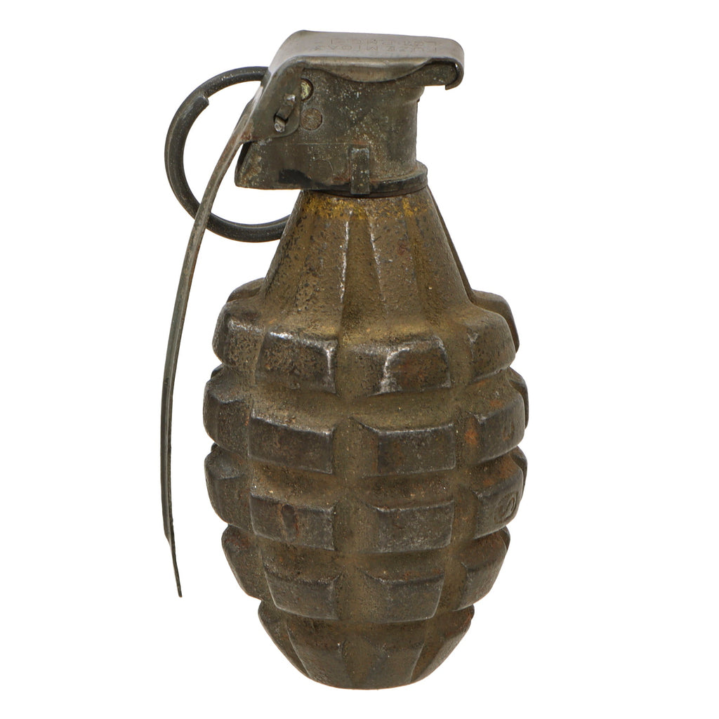 Original U.S. WWII Inert MkII Pineapple Practice Grenade with Yellow R ...