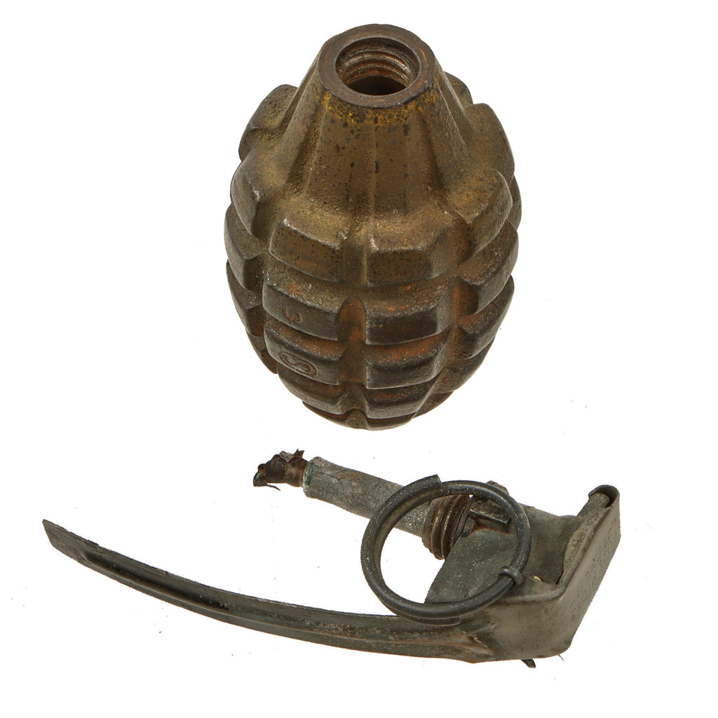 Original U.S. WWII Inert MkII Pineapple Practice Grenade with Yellow R ...