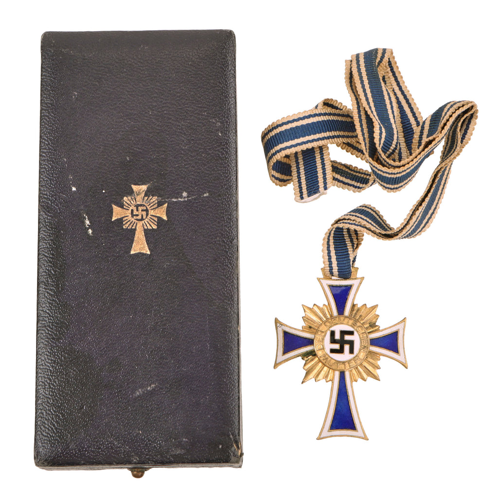 Original German WWII Cased Gold Mother’s Cross with Ribbon by C. E. Ju ...