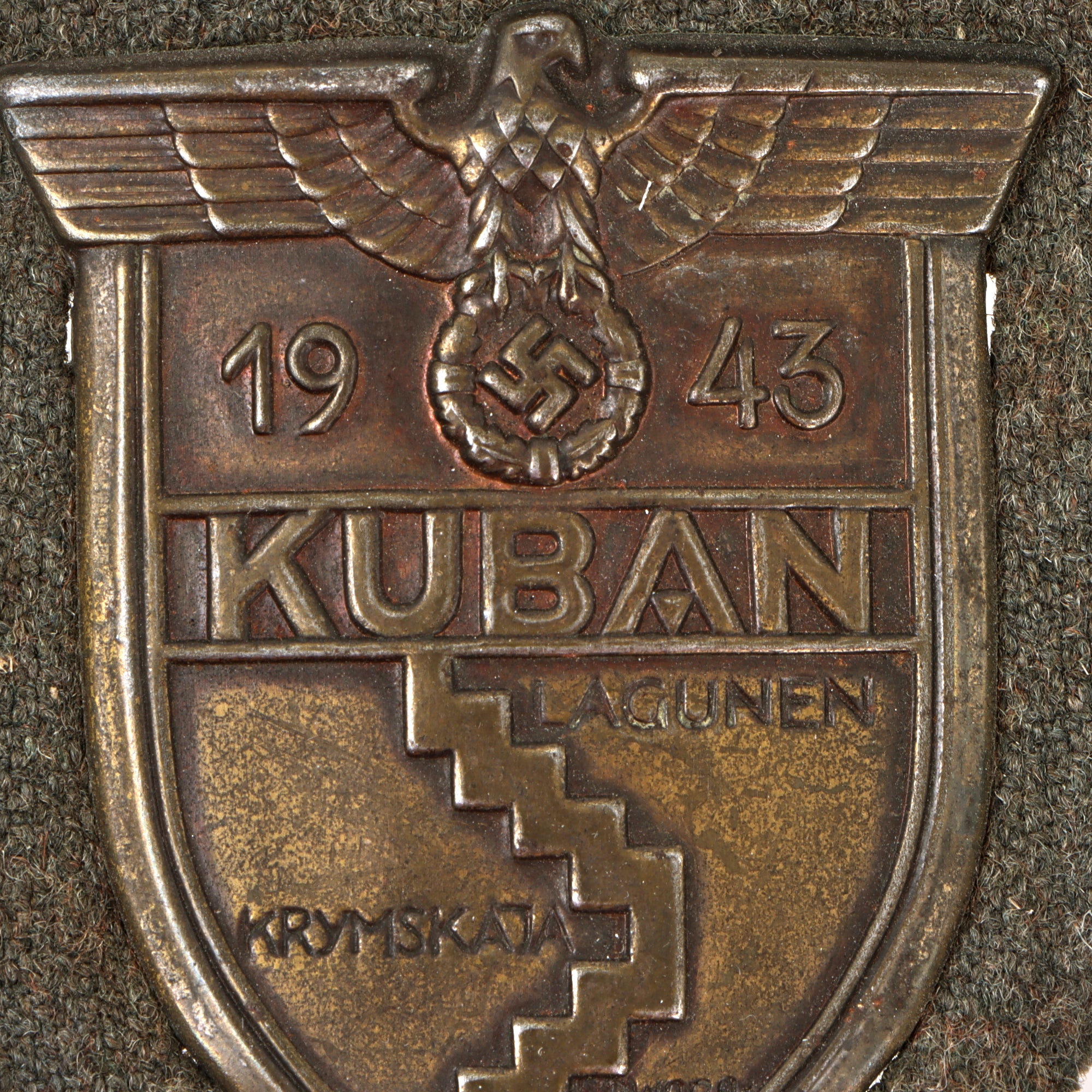 Original German WWII Heer Army Kuban Bridgehead Shield Decoration with ...