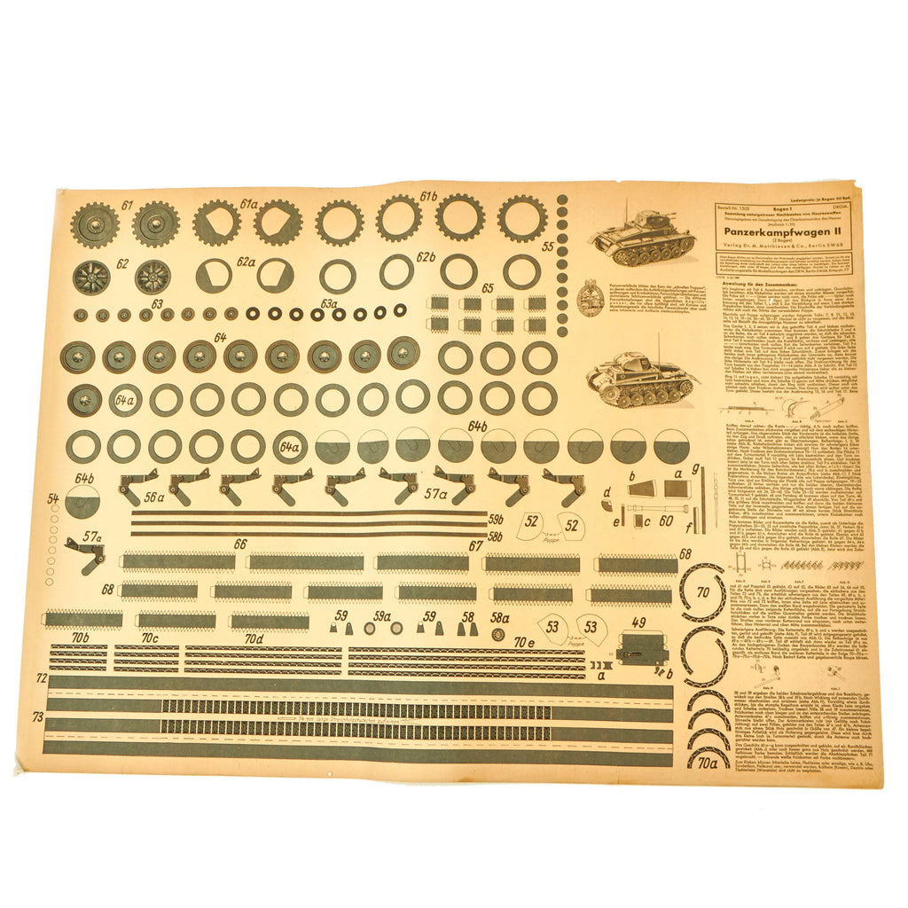 Original German WWII Unused Panzerkampfwagen II 1:20 Scale Paper Model ...