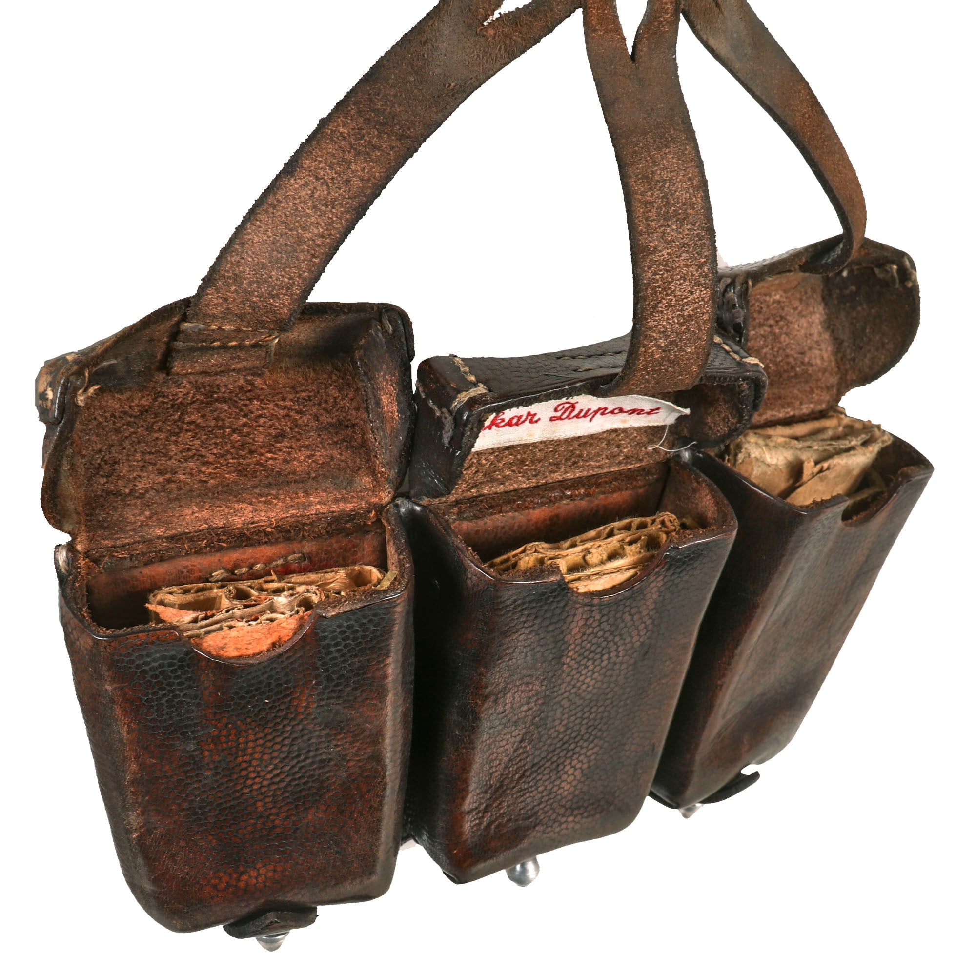 Original German WWII Naval Brown Leather Mauser 98k Triple Pouch Lot w ...
