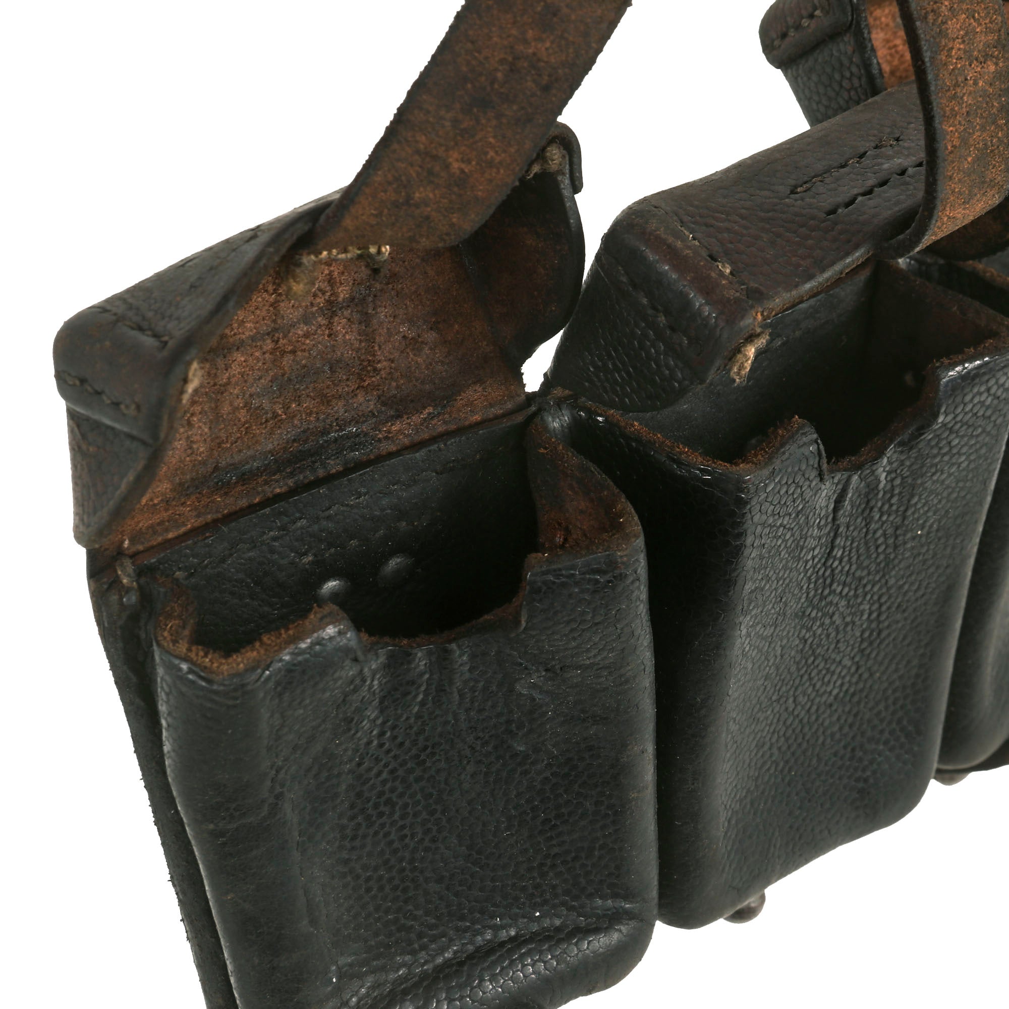 Original German WWII Naval Black Leather Mauser 98k Triple Pouch Lot w ...