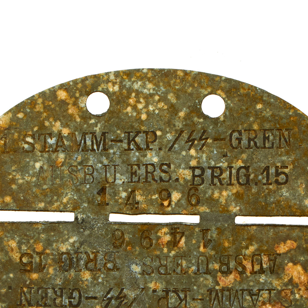 Original German WWII SS Identity Disc Dog Tag - 15th Waffen SS Grenadi ...