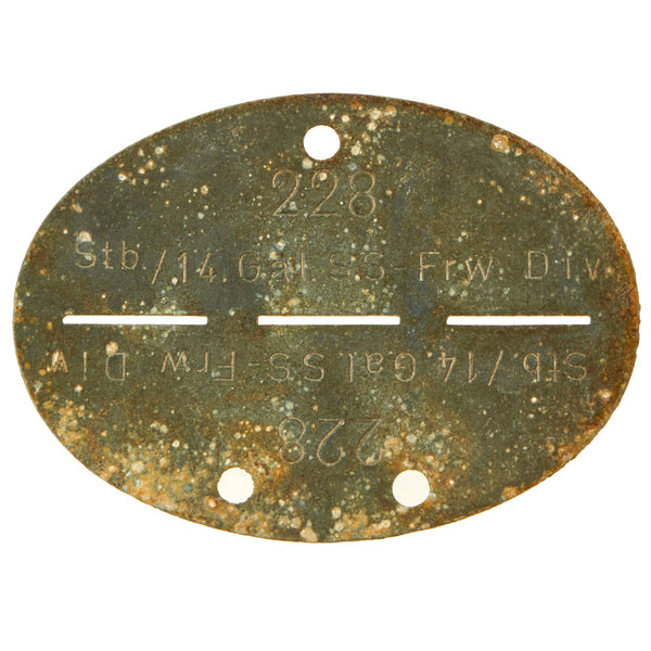 Original German WWII SS Identity Disc Dog Tag - 14th Waffen Grenadier ...