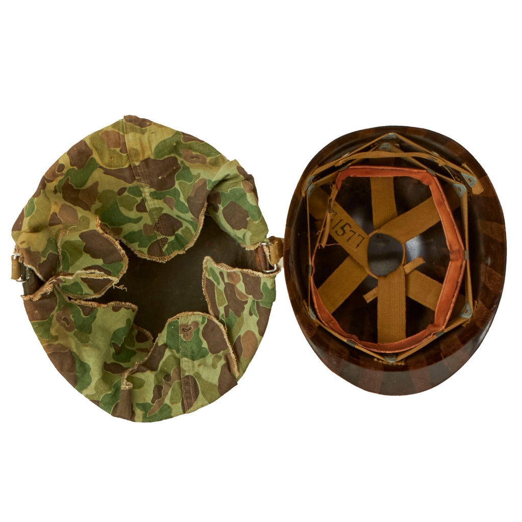 Original U.S. WWII & Korean War USMC M1 Helmet with Seaman Liner and B ...