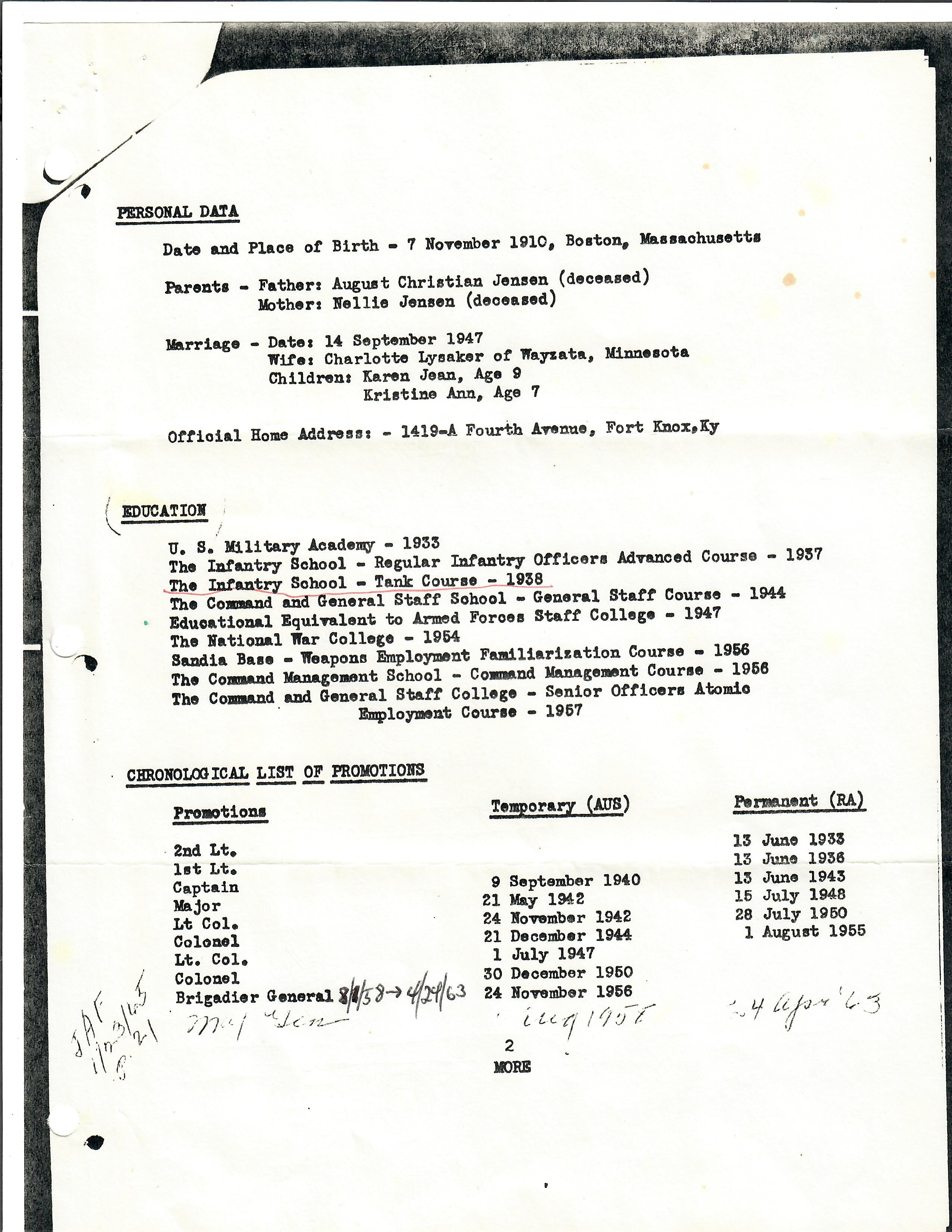 Original U.S. Vietnam War Major General Walter A. Jensen OG-107 “Type ...