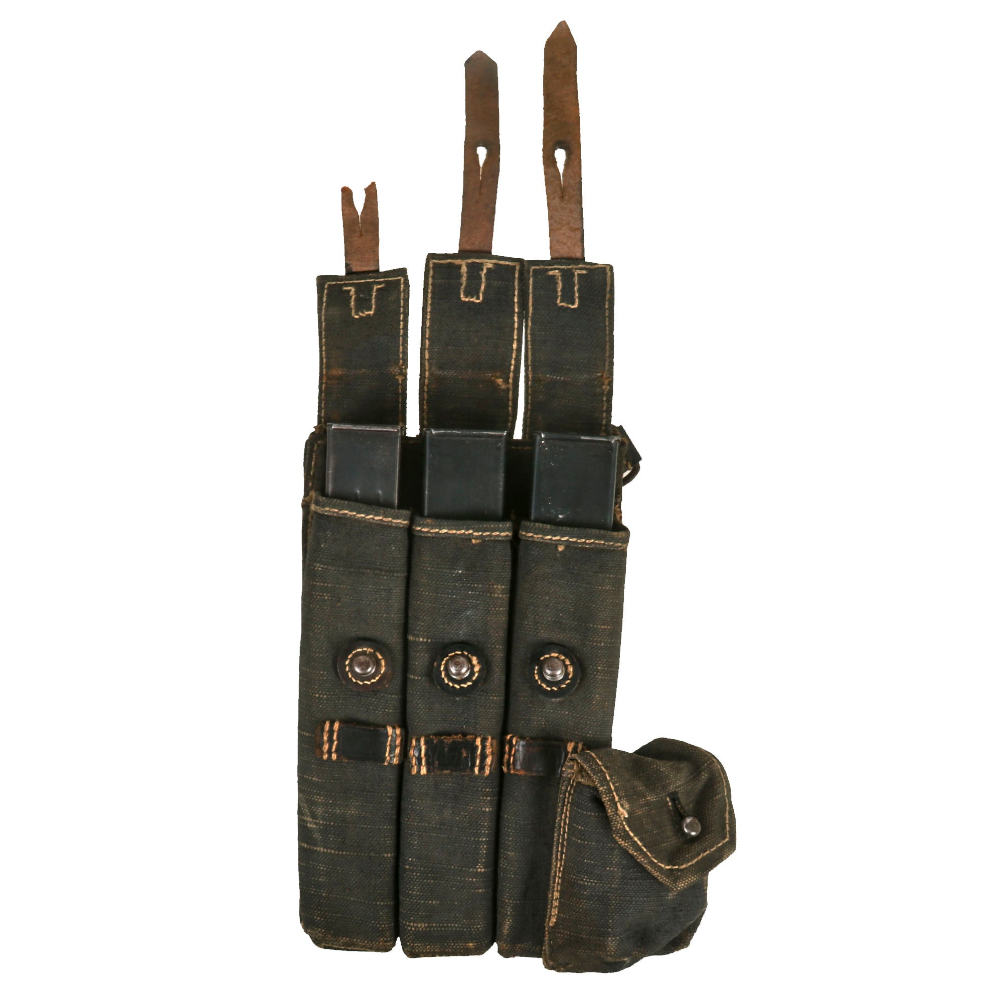 Original German WWII Left Side MP 40 Blue Blended Webbing Triple Magaz ...