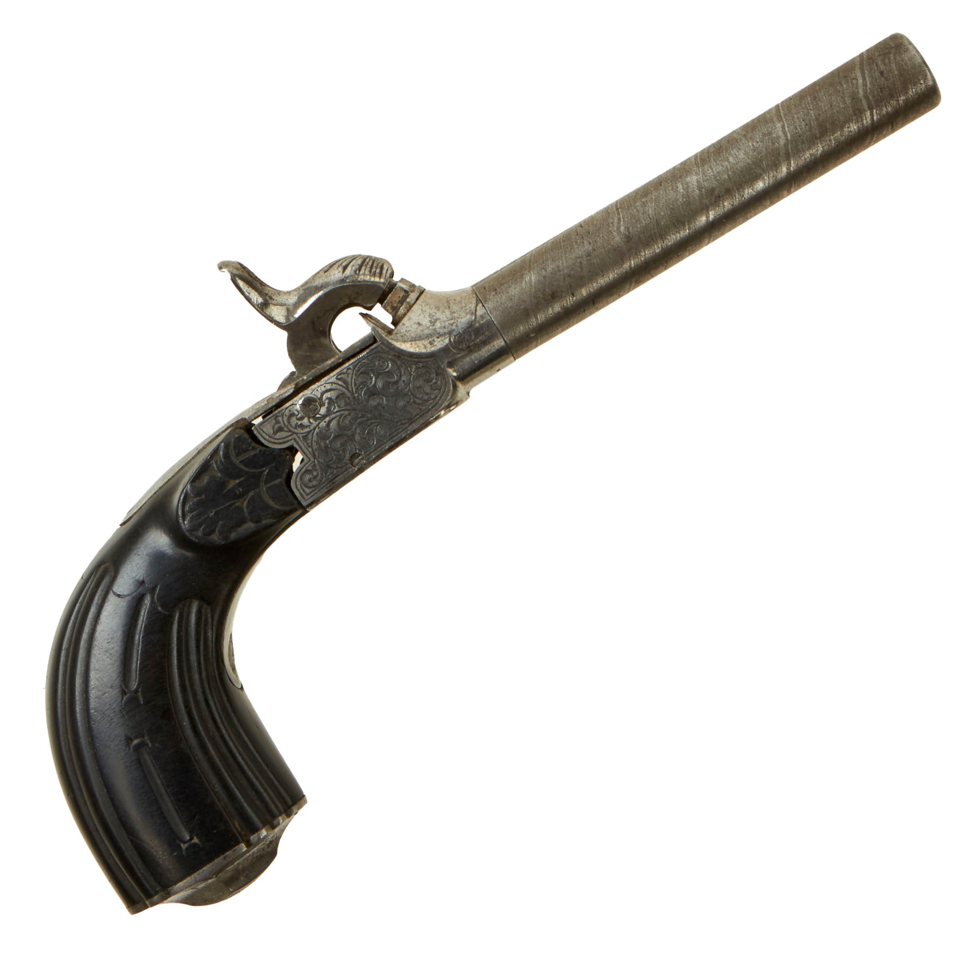 Original Victorian Era Ornate Belgian Double Barreled Percussion Pisto ...