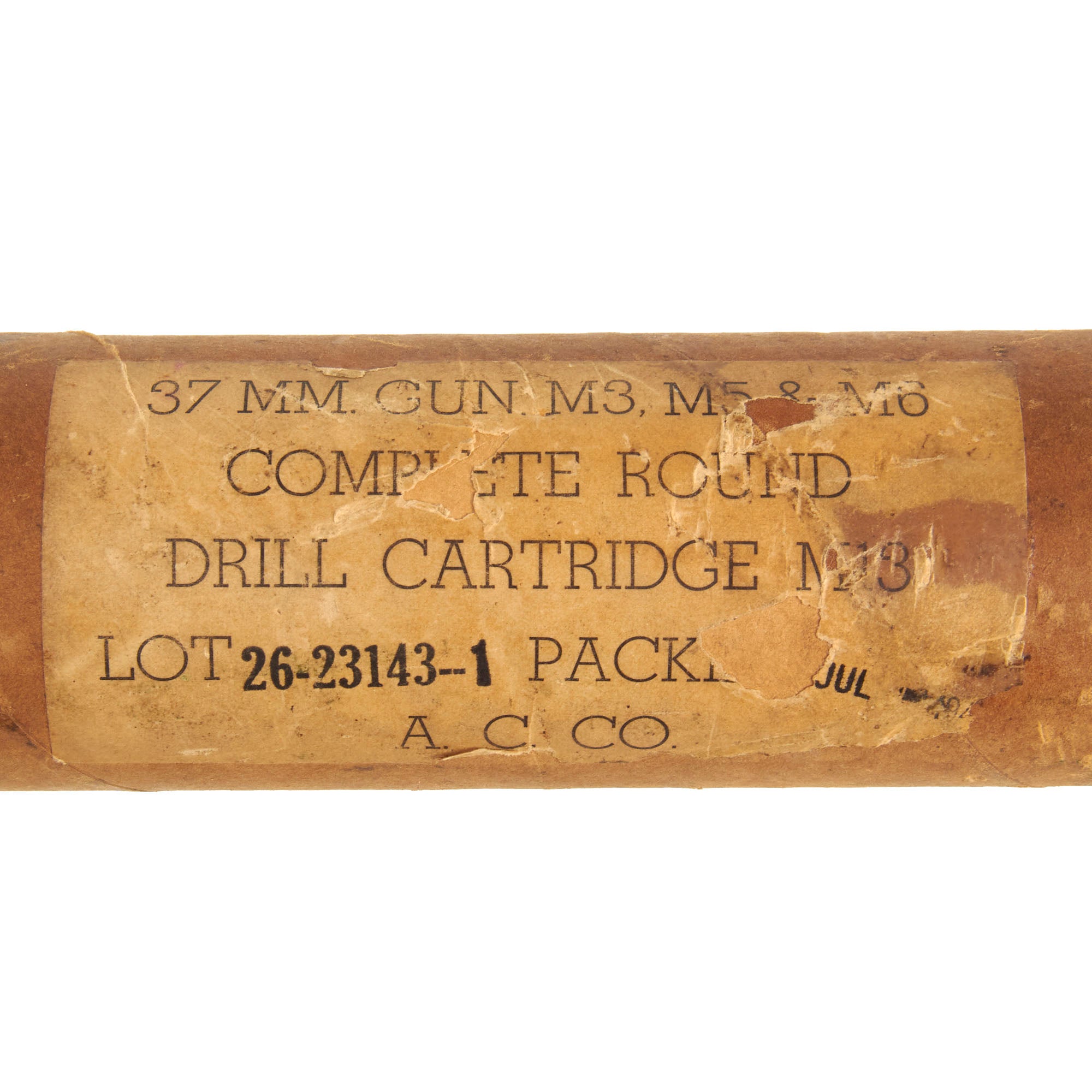 Original U.S. WWII Inert 37mm M13 Drill Round For M3, M5 and M6 Guns W ...