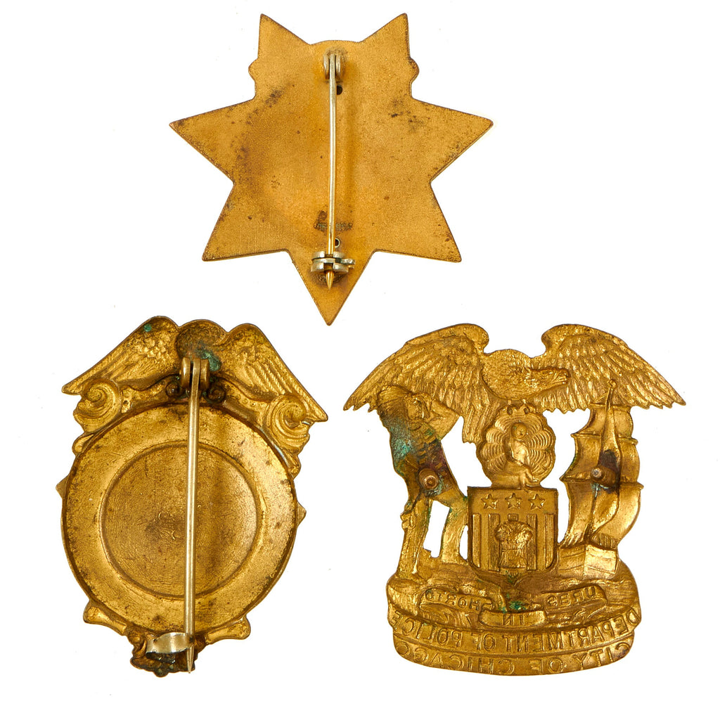 Original U.S. Law Enforcement & Fire Department Cap / Chest Badge Insi ...