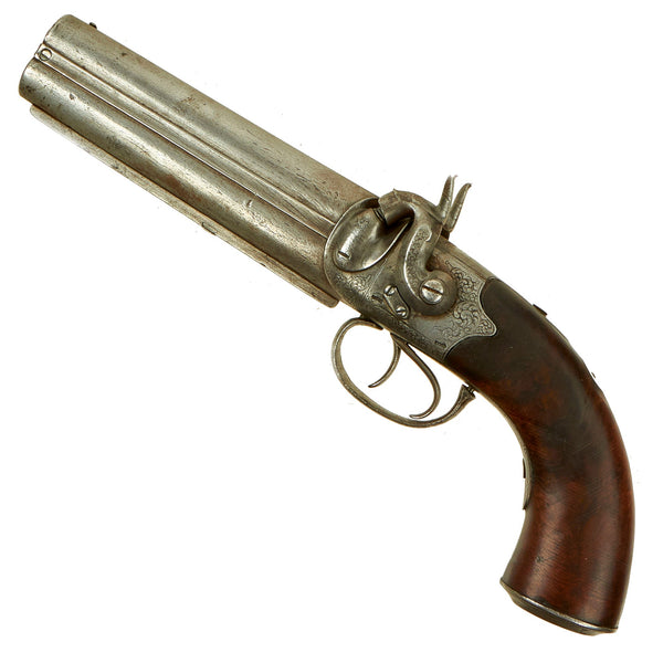 Original British Over and Under Double Barrel Howdah Percussion Pistol ...