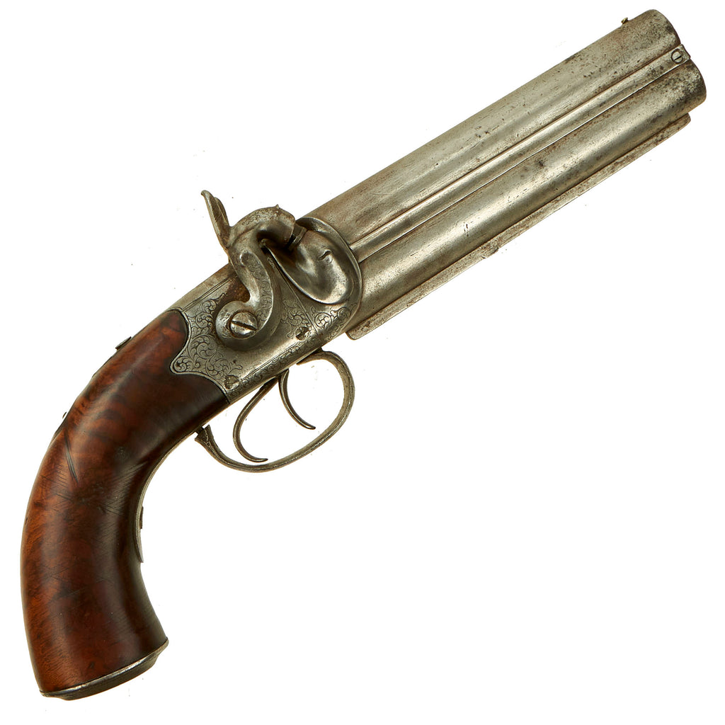Original British Over and Under Double Barrel Howdah Percussion Pistol ...