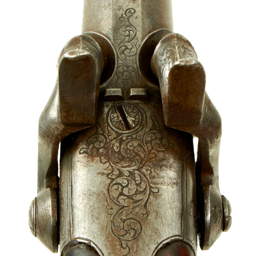 Original British Over and Under Double Barrel Howdah Percussion Pistol ...