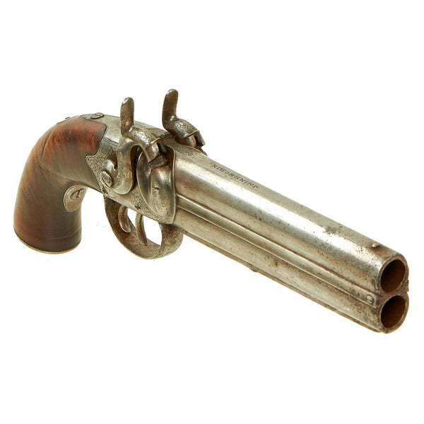 Original British Over and Under Double Barrel Howdah Percussion Pistol ...
