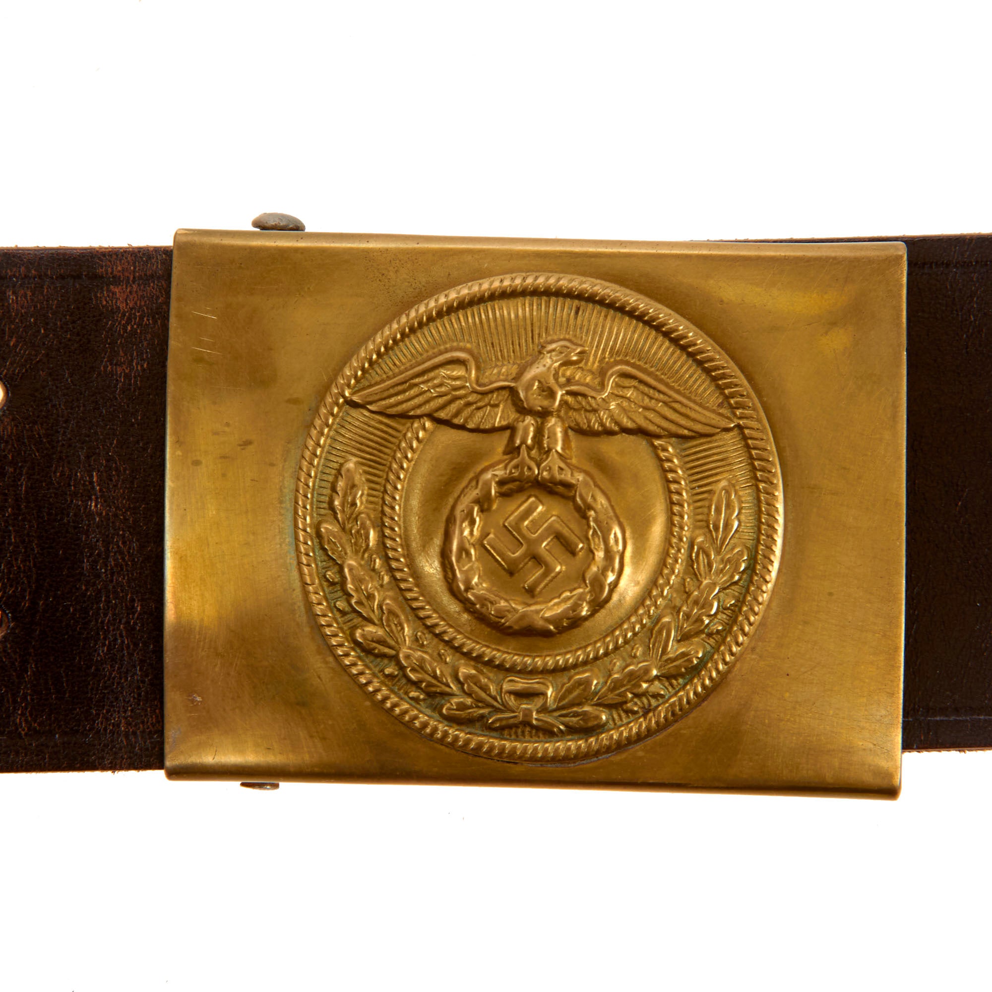 Original German WWII SA EM/NCO Belt with Two Piece Brass Buckle & RZM ...