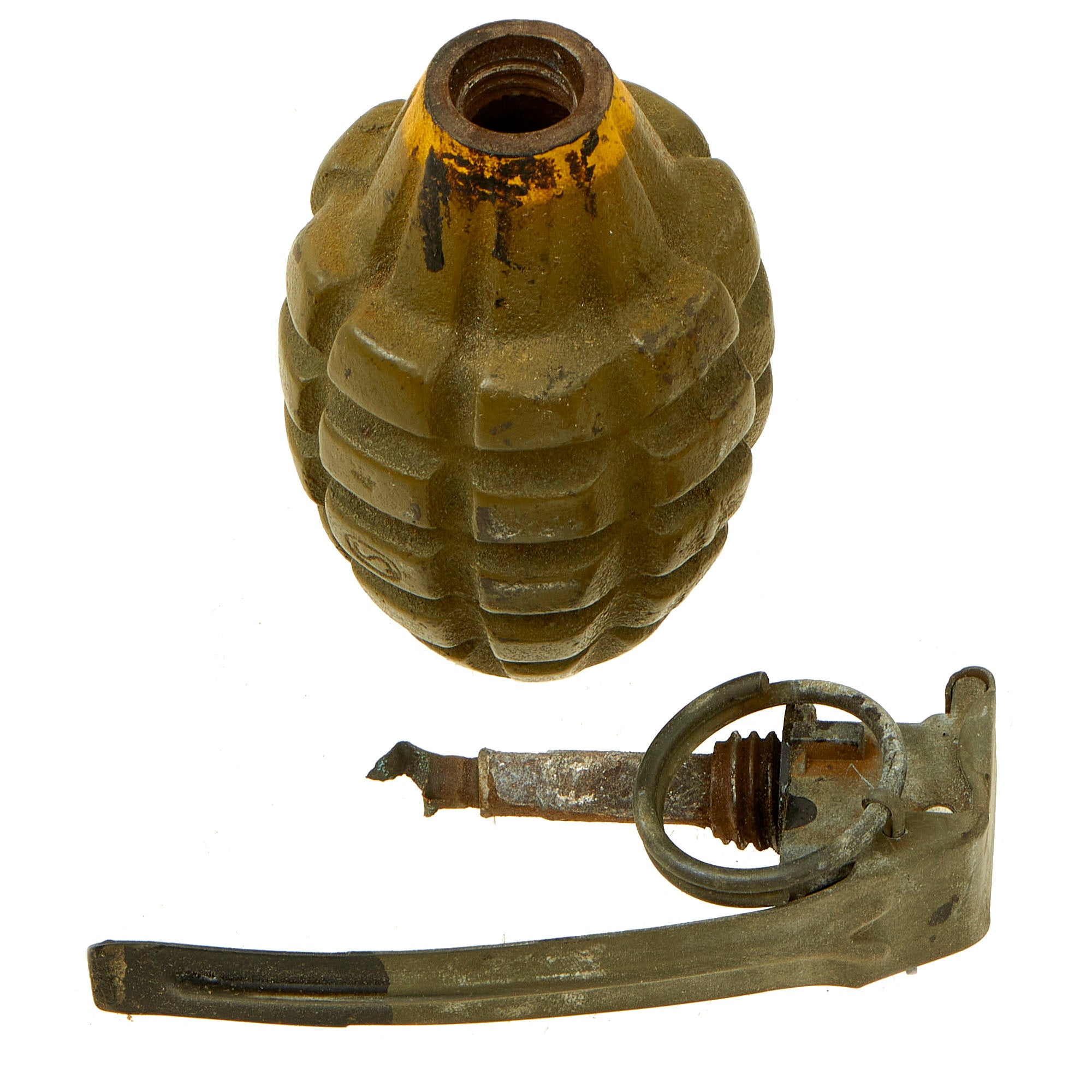 Original U.S. WWII Inert MkII Pineapple Grenade with Yellow Ring, M10A ...