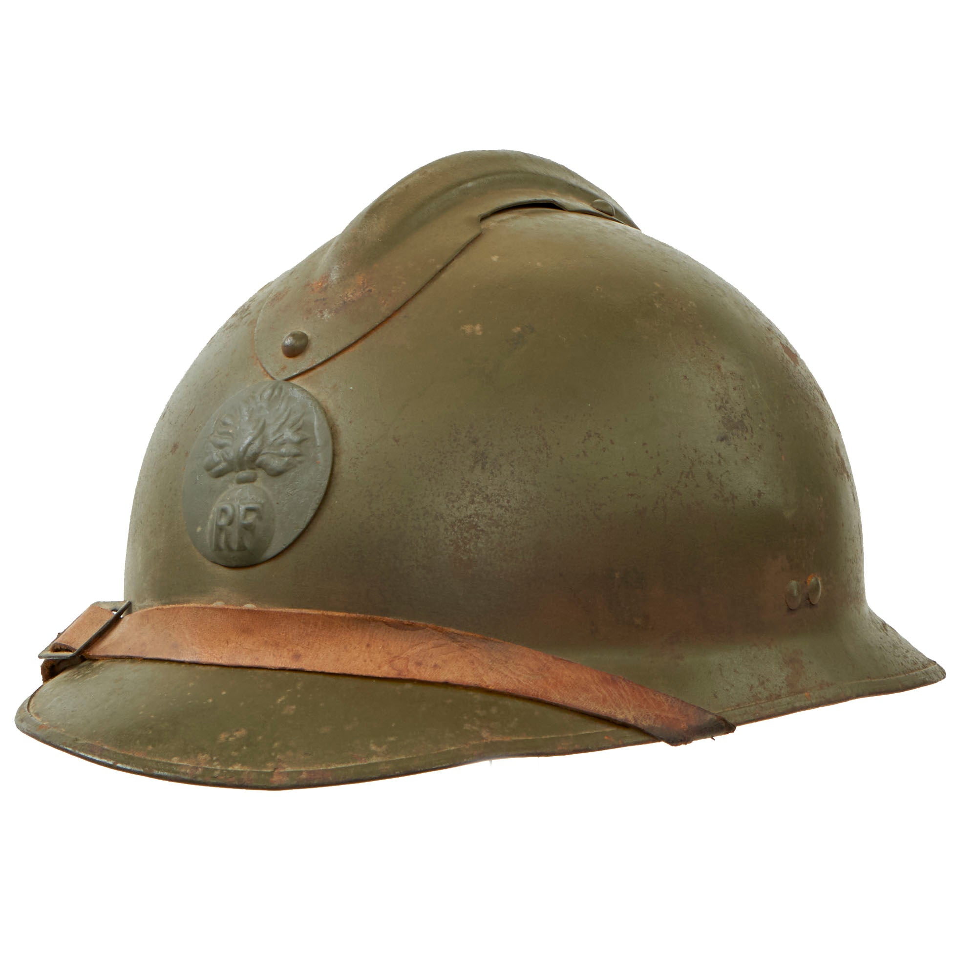 Original French WWII Model 1926 Adrian Infantry Helmet with Liner & Ch ...