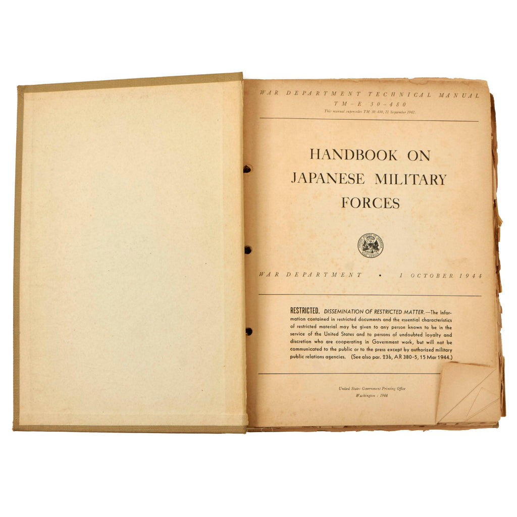 Original U.S. WWII Handbook on Japanese Military Forces Technical Manu ...