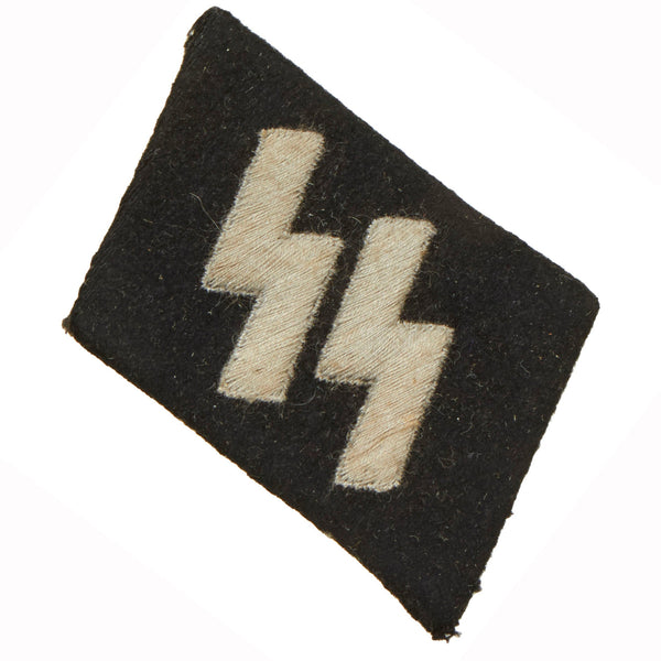 Original German WWII SS EM/NCO Double Sig Rune Right Side Collar Tab w ...