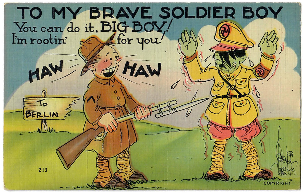 Original WWII Anti-Axis Political Cartoon Illustration Postcards - Set ...