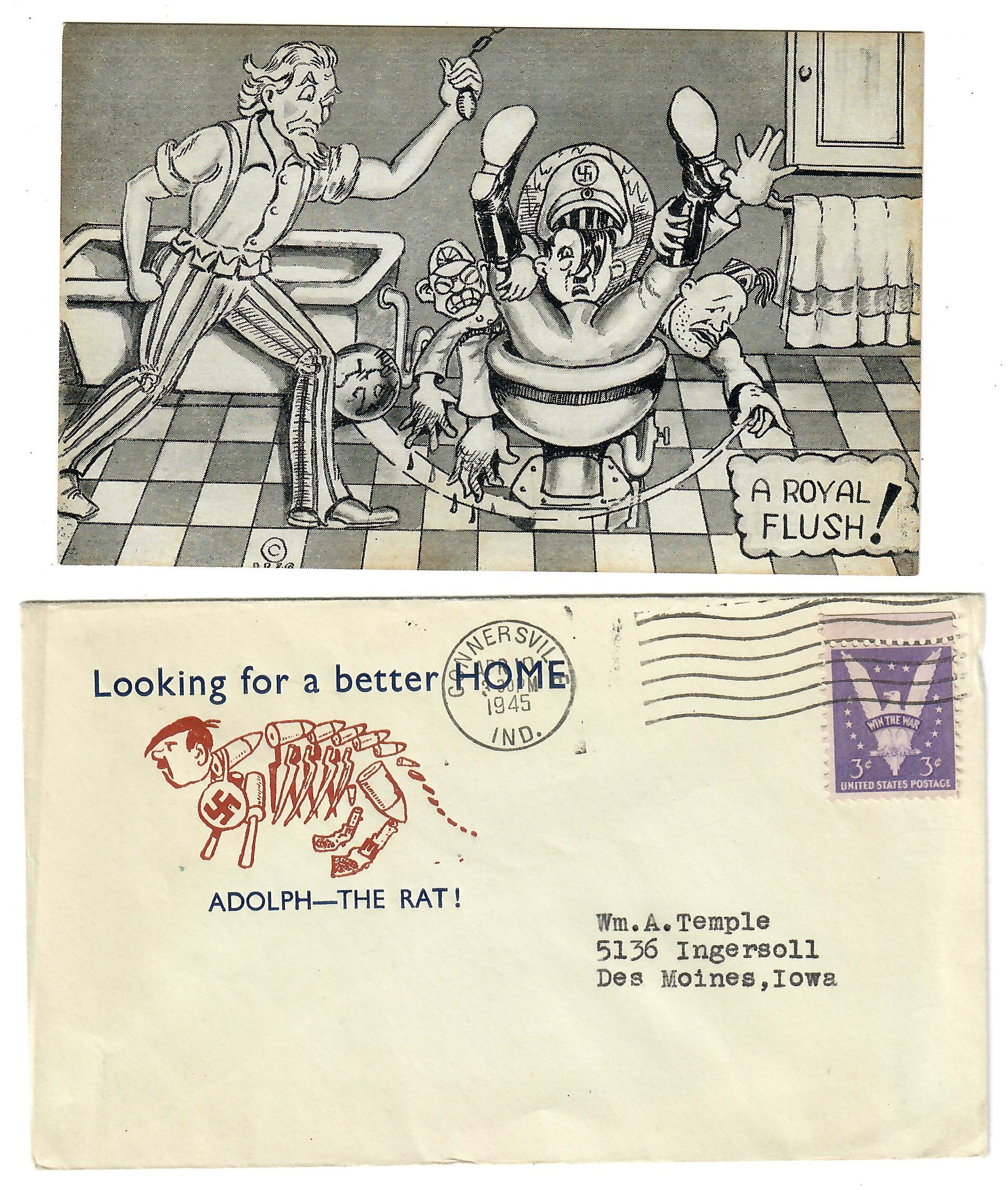 Original WWII Anti-Axis Political Cartoon Illustration Postcards - Set ...