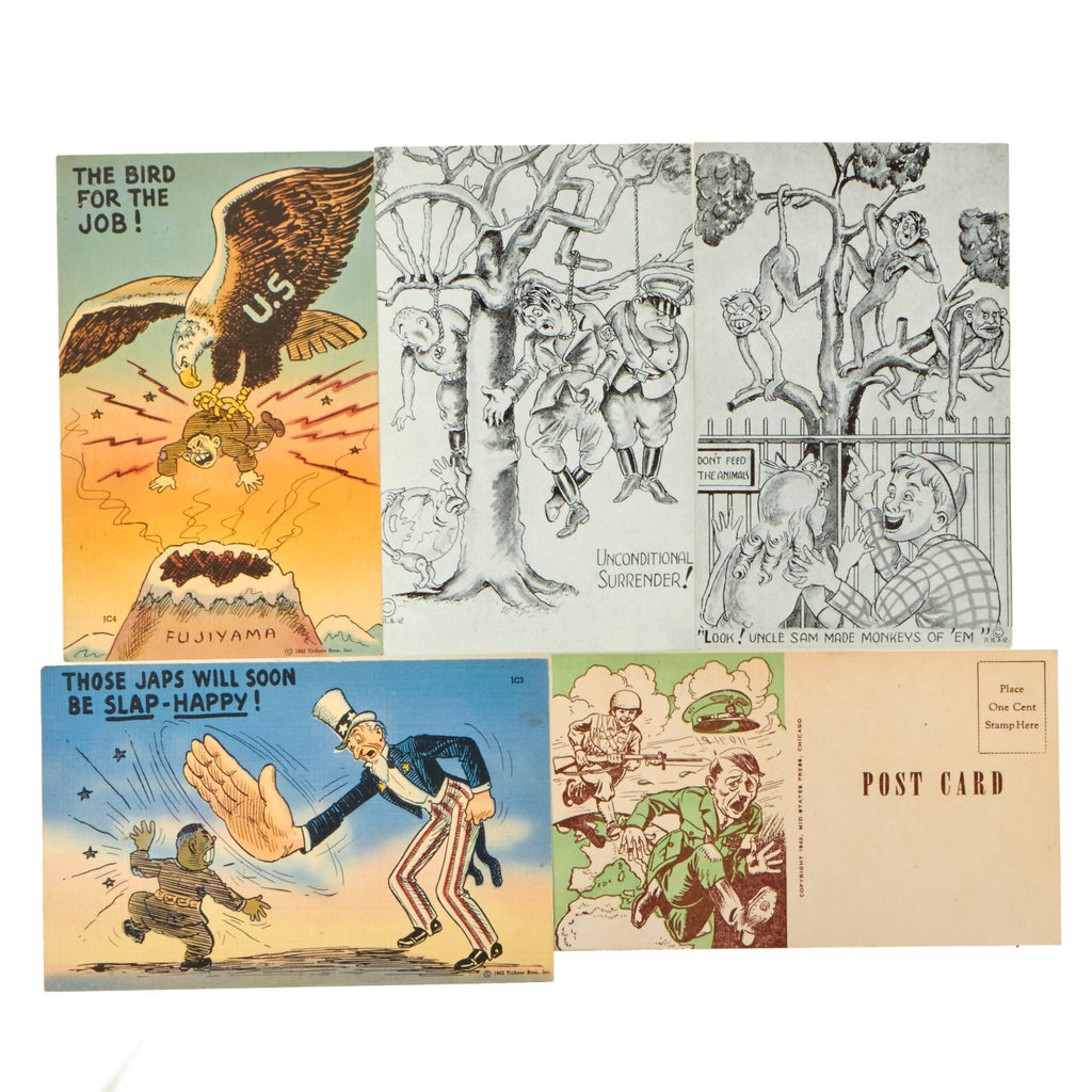 Original WWII Anti-Axis Political Cartoon Illustration Postcards - Set ...