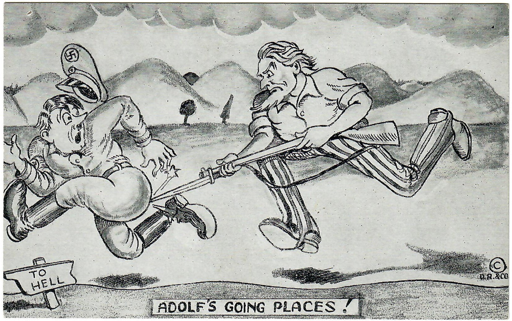 Original WWII Anti-Axis Political Cartoon Illustration Postcards - Set ...