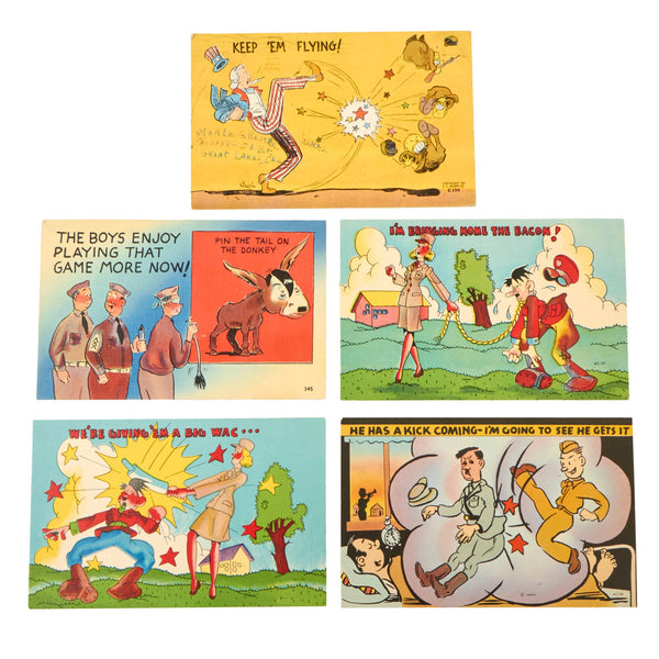 Original WWII Anti-Axis Political Cartoon Illustration Postcards - Set ...