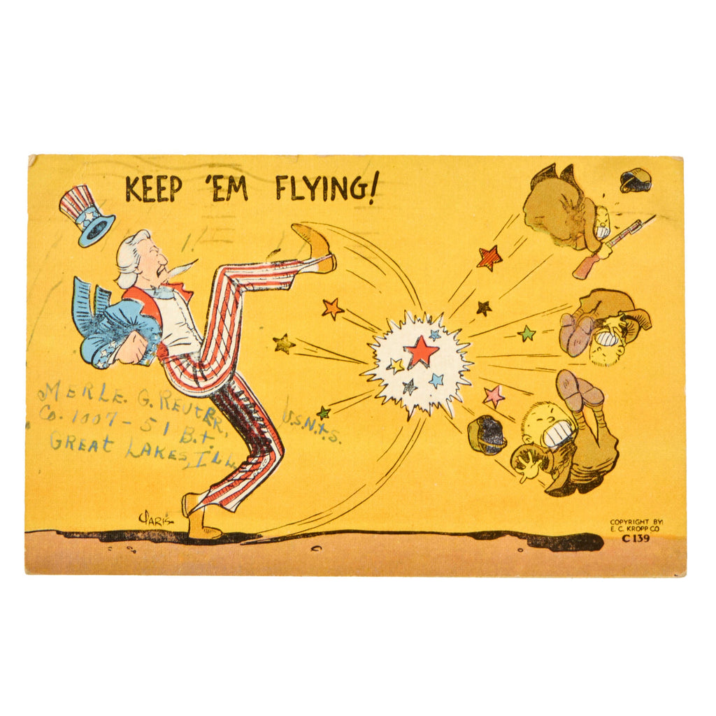 Original WWII Anti-Axis Political Cartoon Illustration Postcards - Set ...