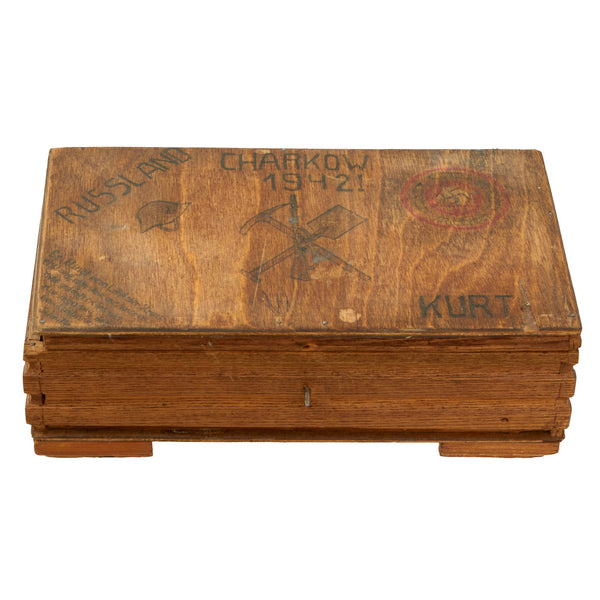 Original German WWII Decorated Eastern Front Wooden Keepsake Box, As F ...