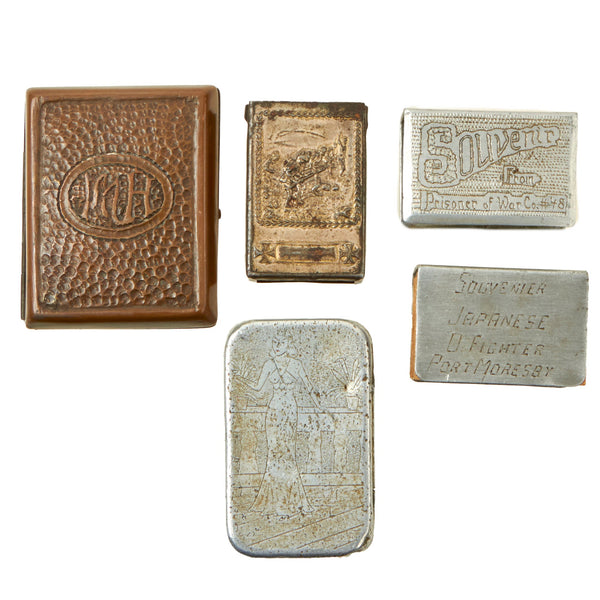 Original U.S. WWI & WWII Souvenir Trench Art Matchbox Holders & Cigare ...