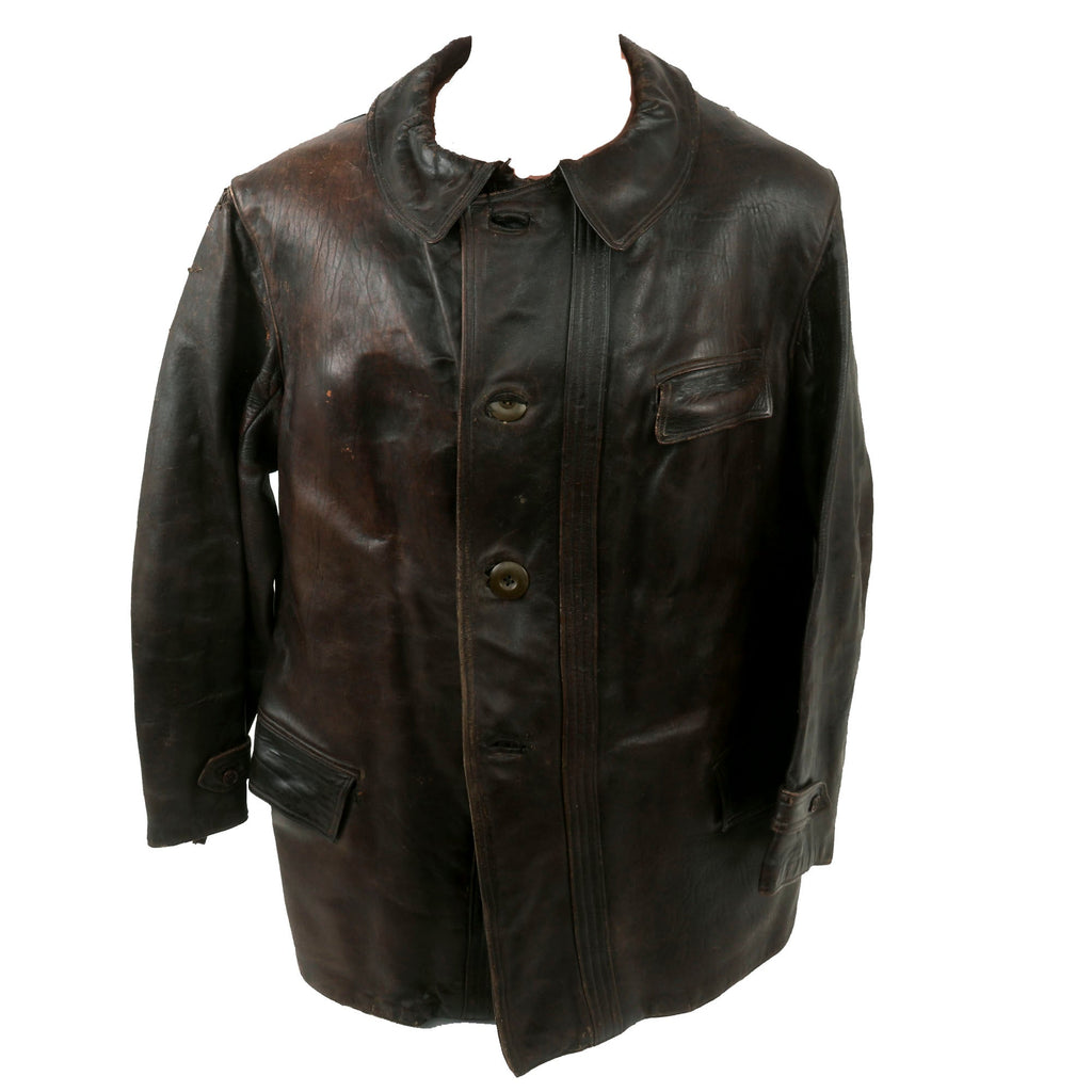 Original Imperial German WWI Aviator Mid Length Leather Flying Coat wi ...