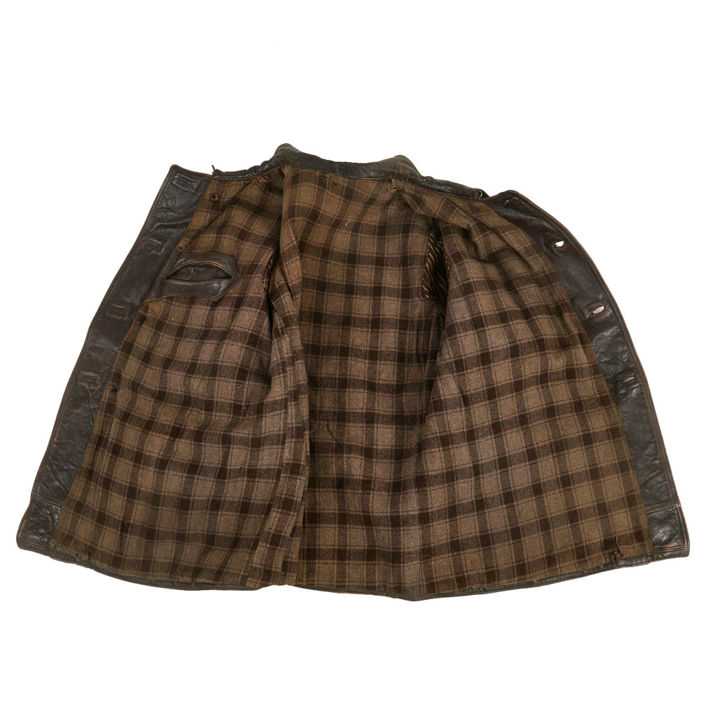 Original Imperial German WWI Aviator Mid Length Leather Flying Coat wi ...