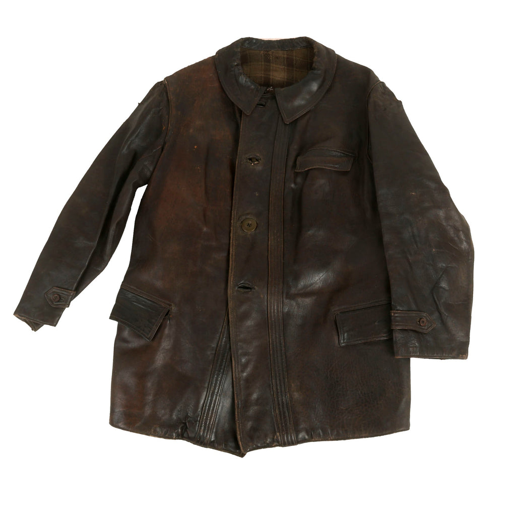 Original Imperial German WWI Aviator Mid Length Leather Flying Coat wi ...