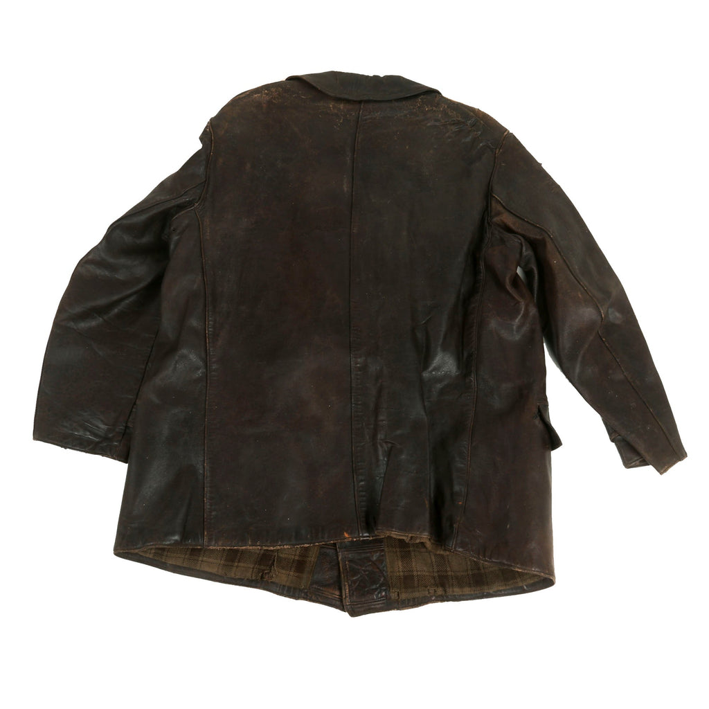 Original Imperial German WWI Aviator Mid Length Leather Flying Coat wi ...