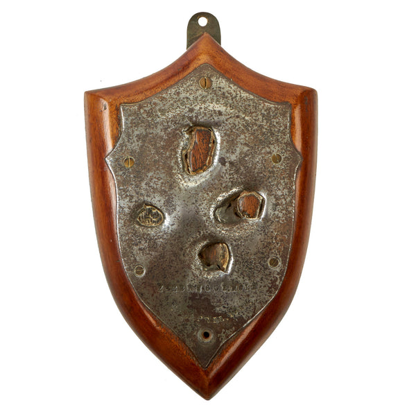 Original British WWI Trench Art Wood Shield With Battle Damaged Steel ...