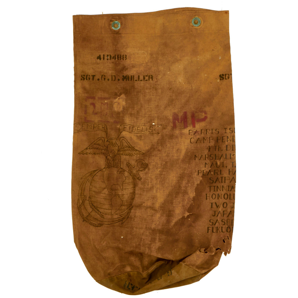 Original U.S. WWII Named US Marine Corps Sea Bag Lot Featuring Artwork ...