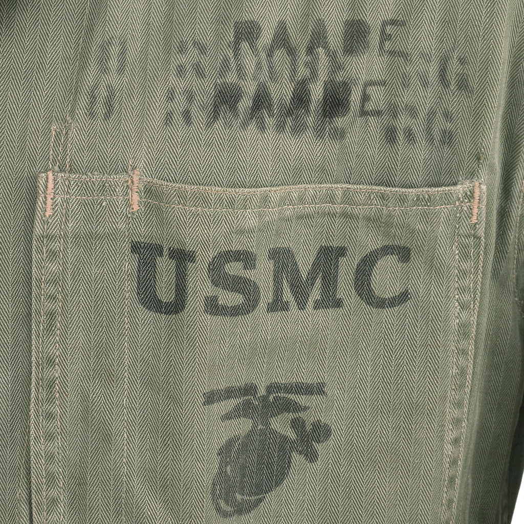 Original U.S. WWII Identified USMC HBT Herringbone Twill P41 Utility C ...