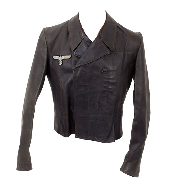 Original German Double Breasted Panzer Officer's Leather Jacket and Tr ...