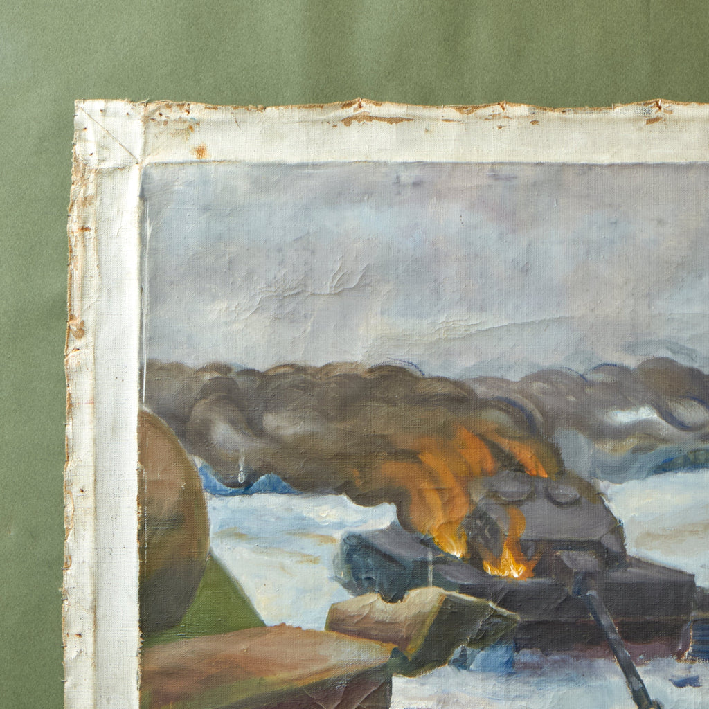 Original Soviet Union Cold War 1984 Dated Oil Painting of Wounded WWII ...